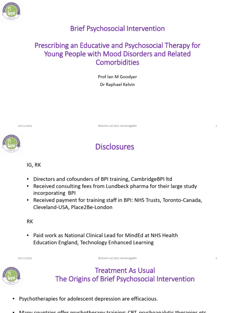 Brief Psychosocial Intervention | PDF | Cognitive Behavioral Therapy | Psychotherapy