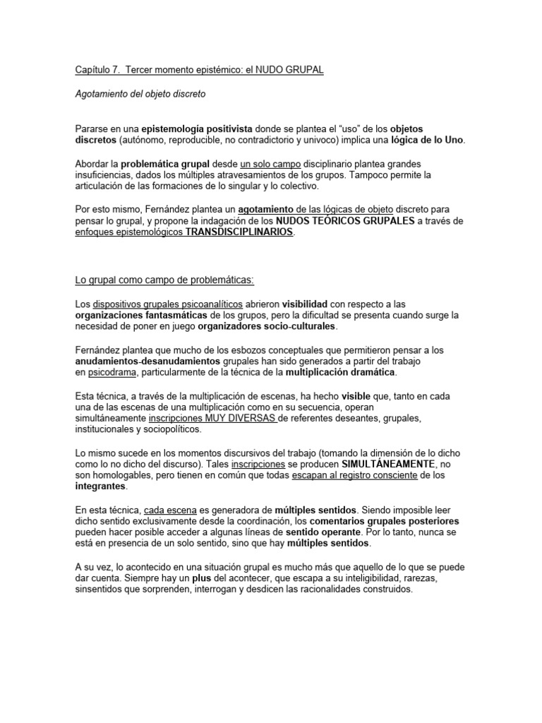 Resumen Cap.7 Fernández Teoría y Técnica de Grupos | PDF | Verdad