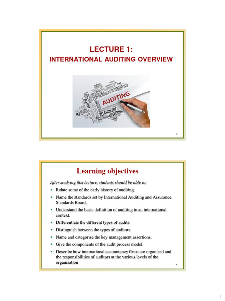 Lecture 1 - International Auditing Overview | PDF | Audit | Financial Audit