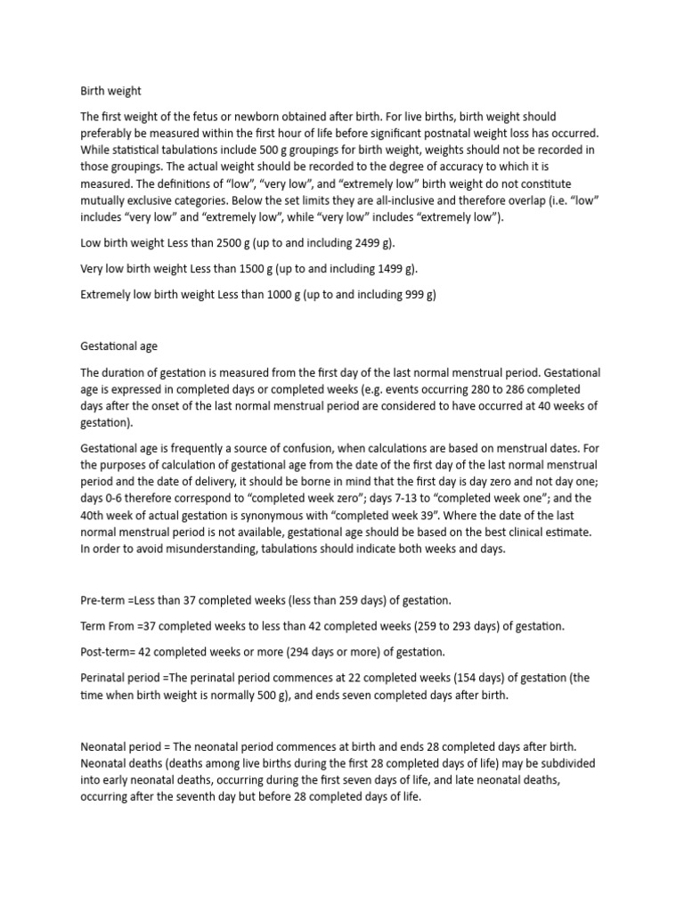 Different Child Health Terminology, Maternal Death Bith WT Definition ...