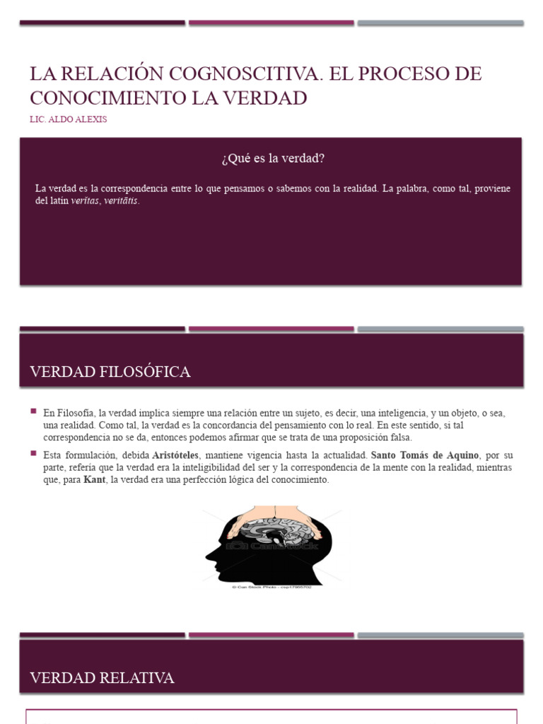 La Relación Cognoscitiva | PDF | Verdad | Proposición