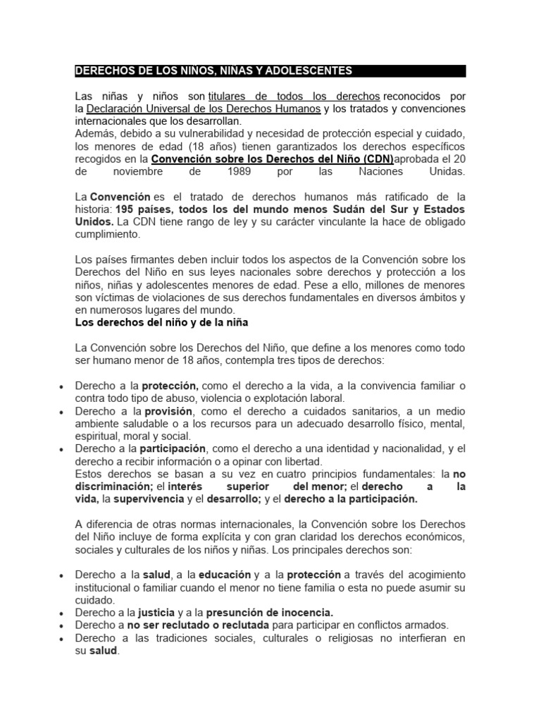 Derechos De Los Niños Pdf Derechos De Los Niños Violación