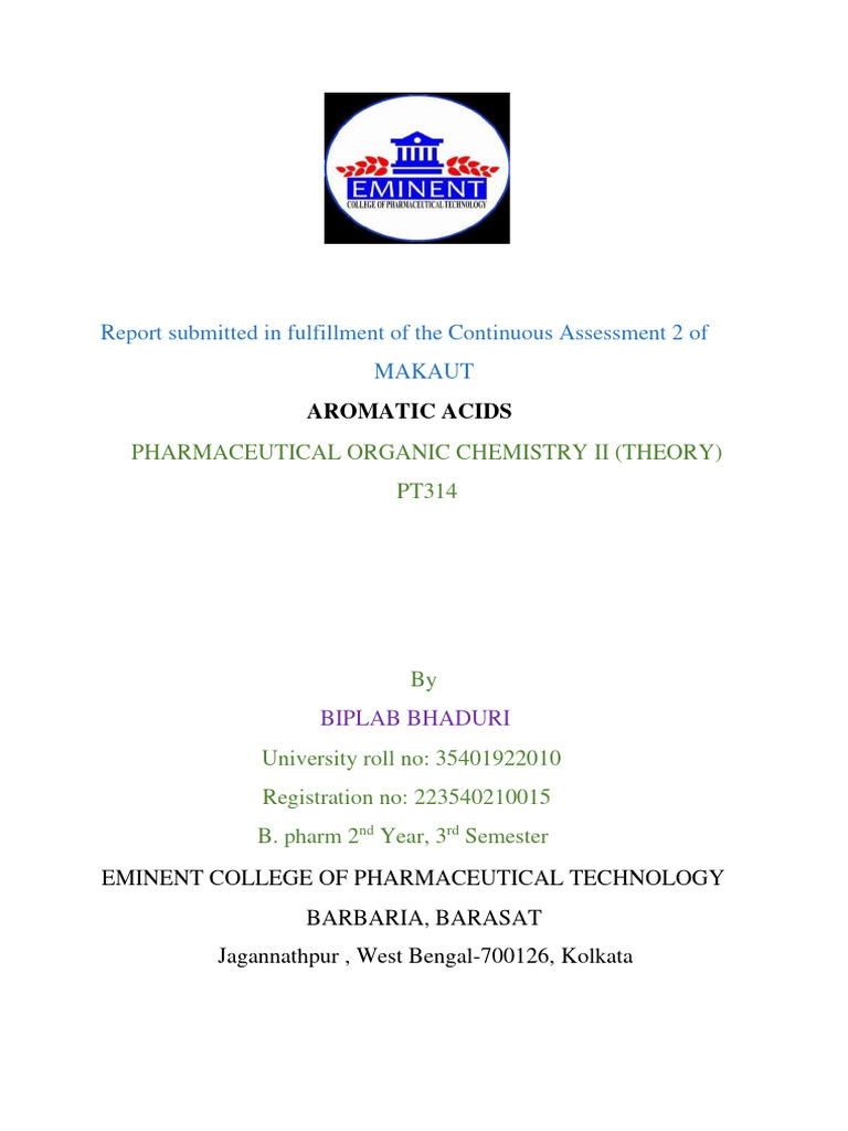 Aromatic Acids in Pharmaceutical Chemistry | PDF | Carboxylic Acid ...