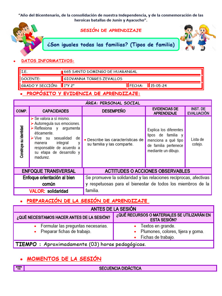 S3 - LUN - PS - Son Iguales Todas Las Familias (Tipos de Familia) | PDF | Aprendizaje | Evaluación