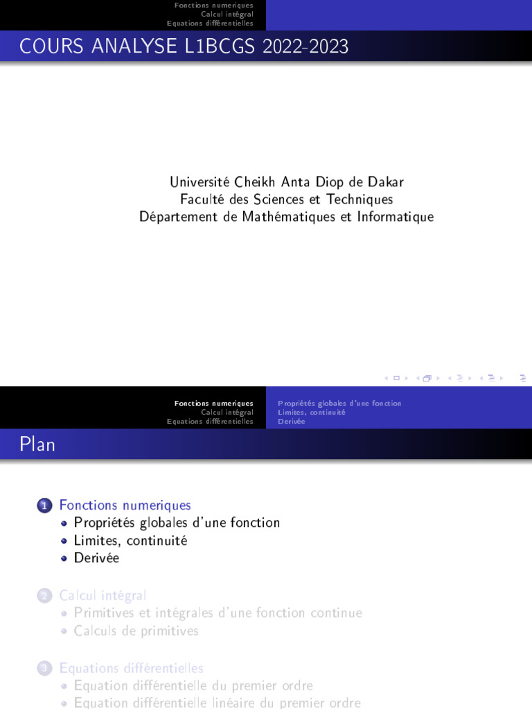 Analyse des Fonctions Numériques et Intégrales | PDF | Limite ...