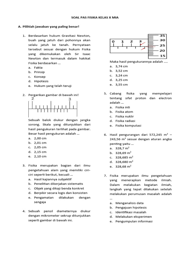 Soal Pas Fisika Kelas X Mia | PDF