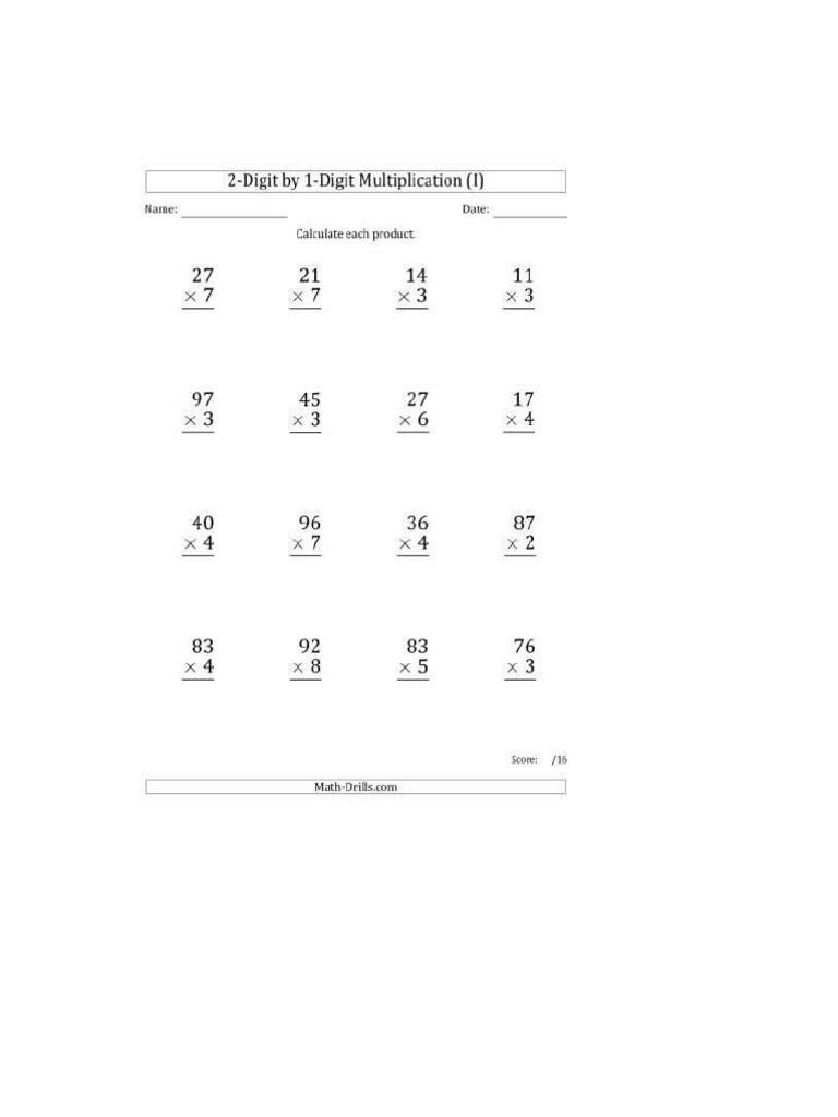 Multiplication Pdf
