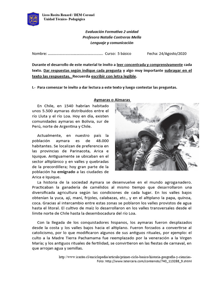 Ev. Formativa 2 Unidad | PDF
