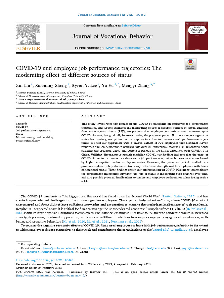 COVID-19's Impact on Job Performance | PDF | Standard Deviation ...