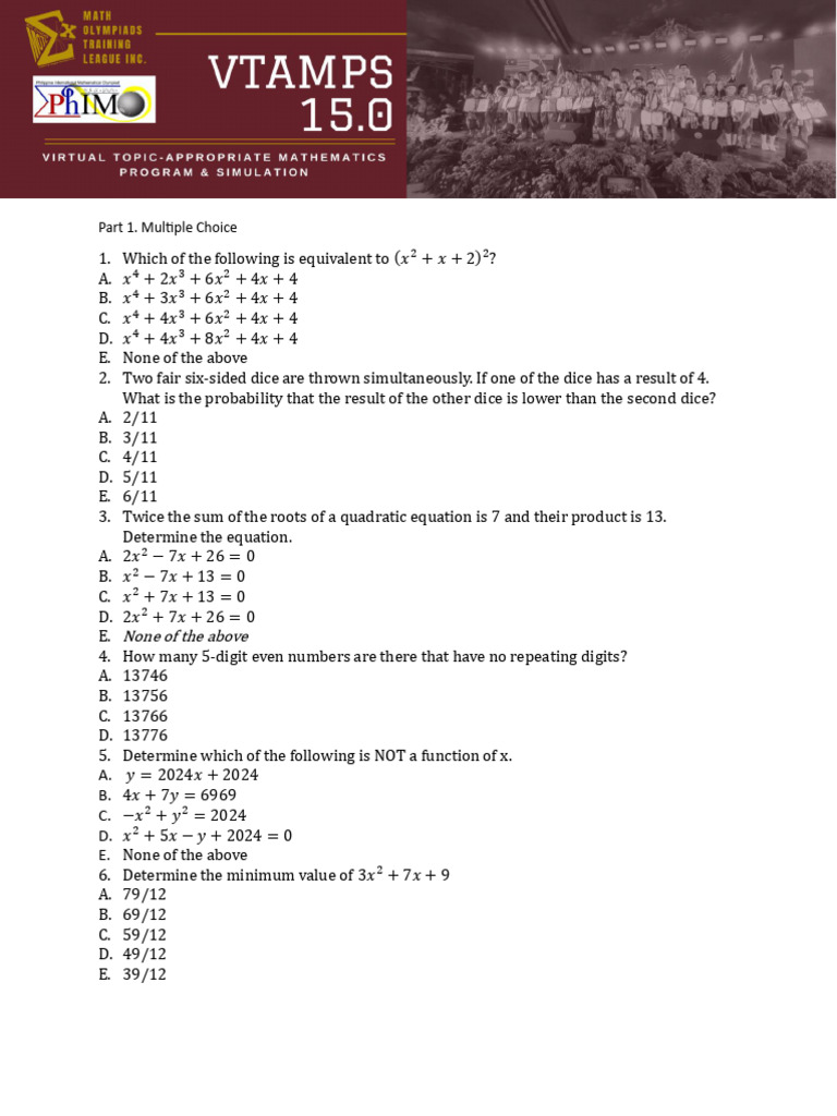 VTAMPS 15 S2 SET 3 Solution Manual | PDF | Fahrenheit | Arithmetic
