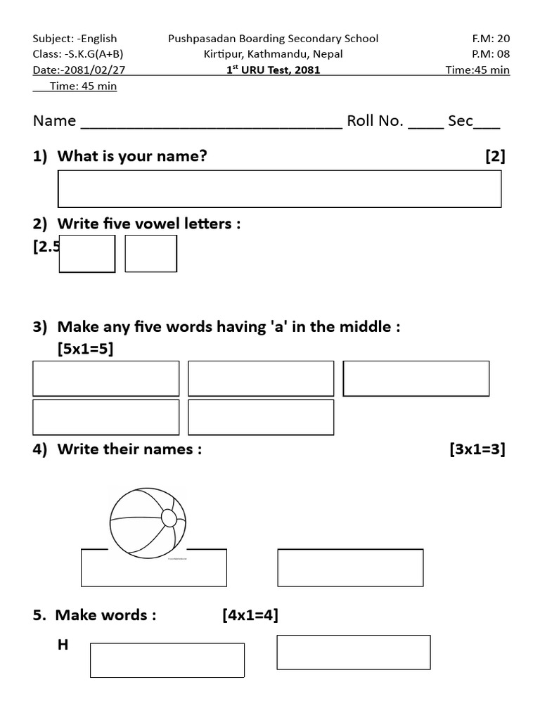 SKG English Test Paper Sample | PDF | Language Arts & Discipline
