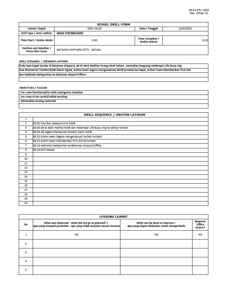 MOB Drill 24.04.2023 | PDF