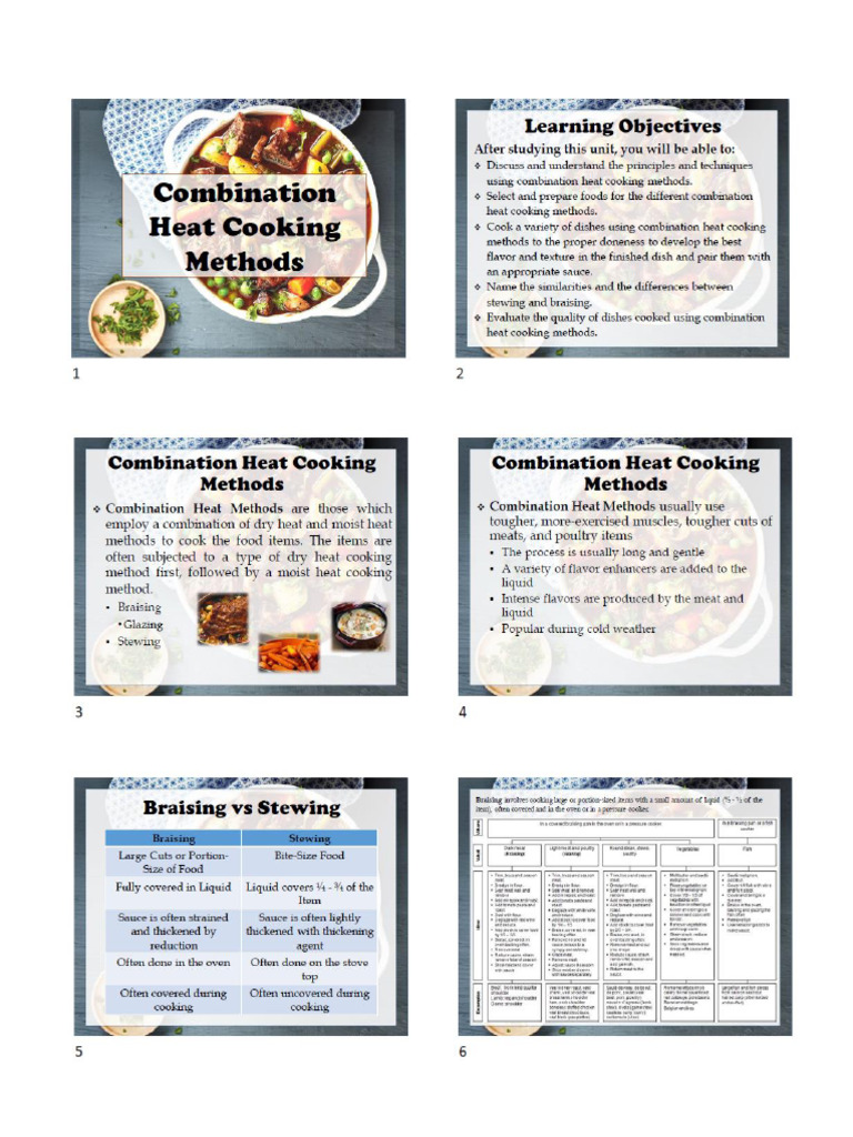 Lesson 3 Combination Heat Cooking Methods | PDF