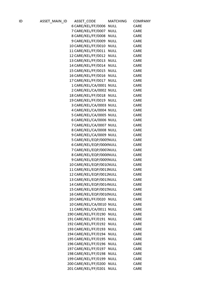 Company Asset List Format in Excel | PDF | Chair | Manufactured Goods