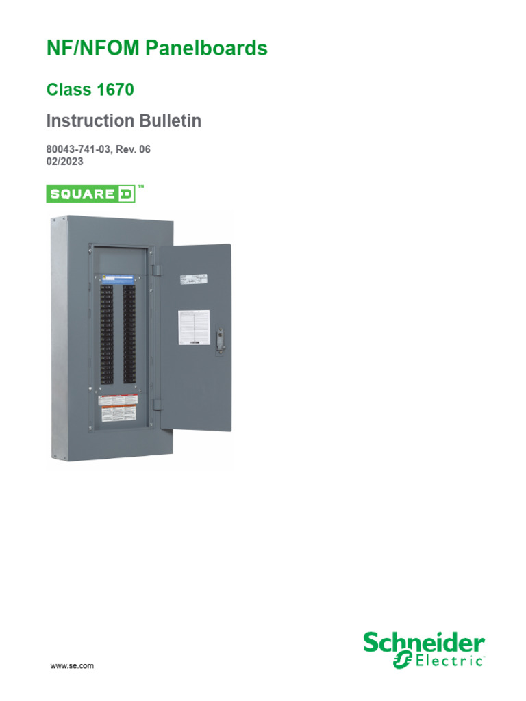 NF/NFOM Panelboards: Class 1670 | PDF | Electric Power | Electrical Components