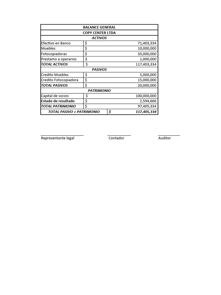 Plantilla Balance General | PDF | Finanzas y administración del dinero | Derecho