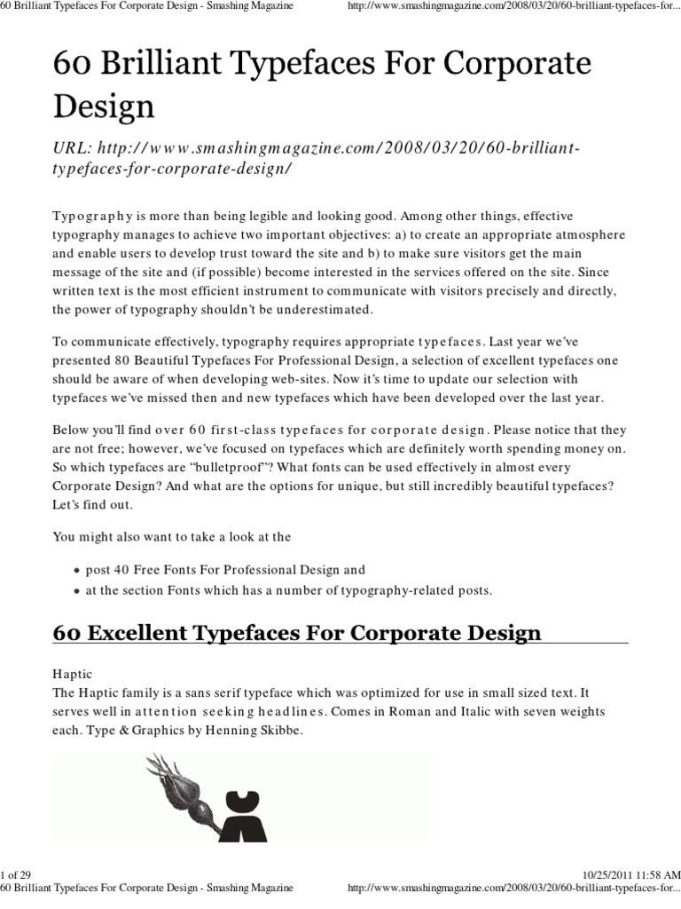 60 Brilliant Typefaces For Corporate Design - Smashing Magazine | PDF ...