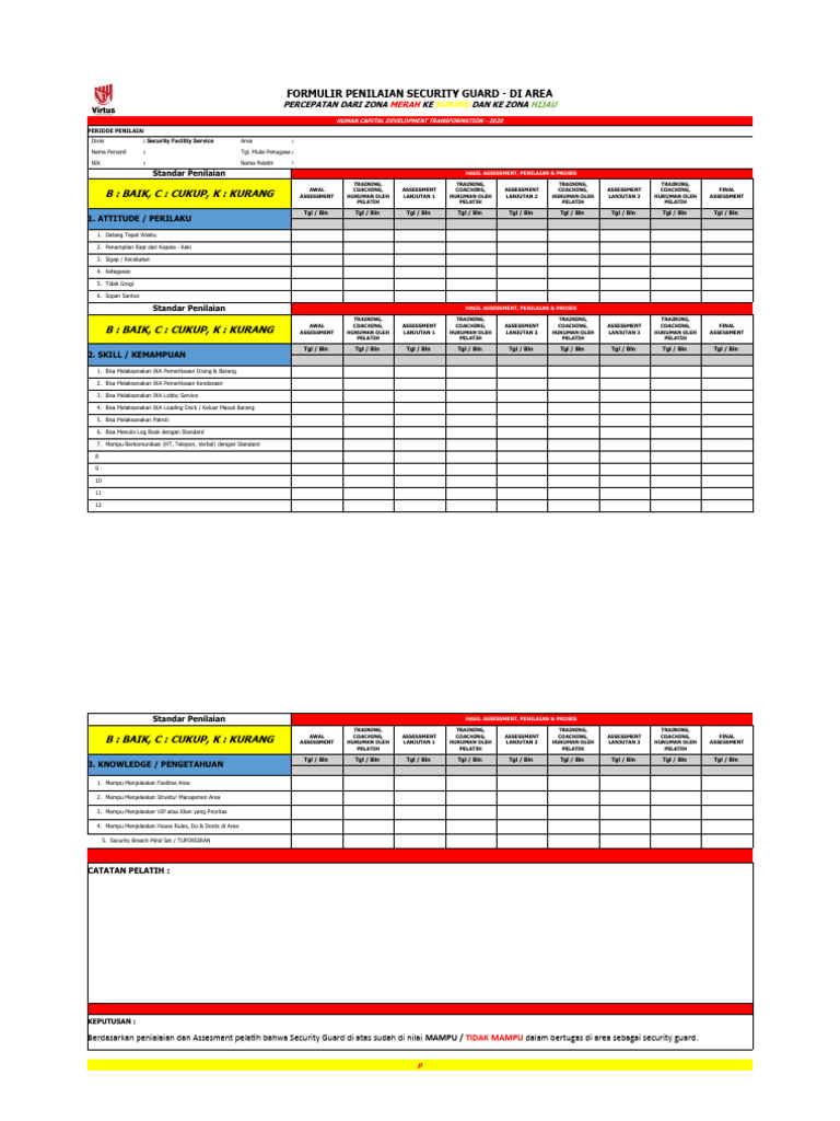 Form Penilaian Dan Jadwal Pelatih Ke PLTU Lahat Dan Berau | PDF