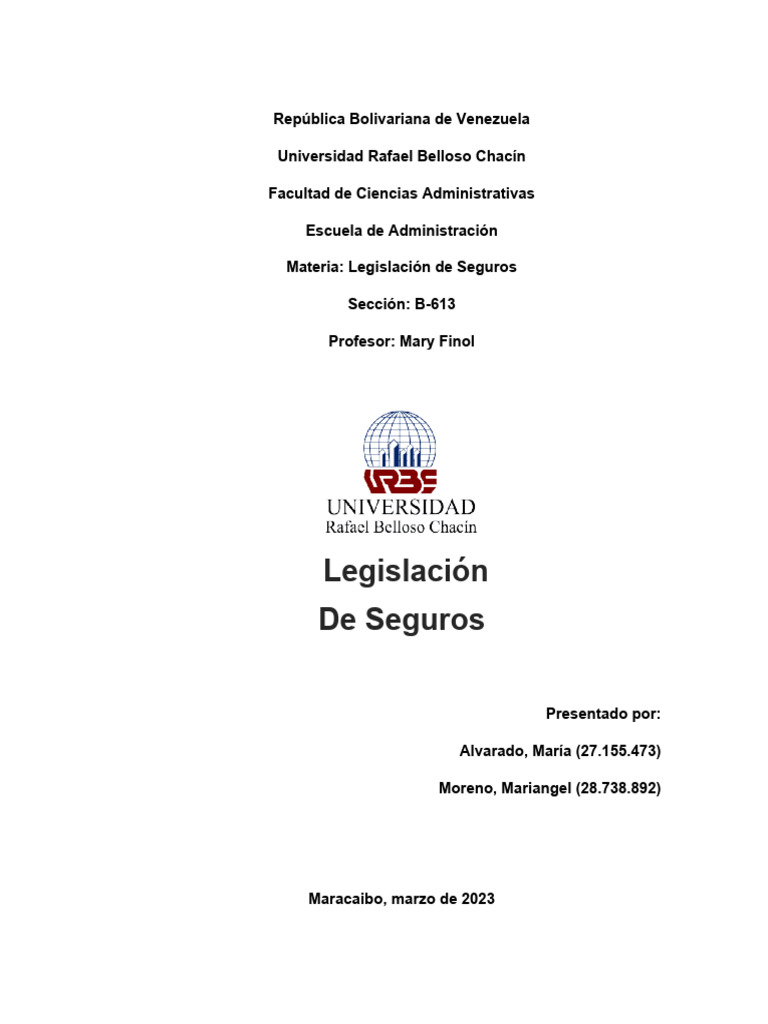 Legislacion de Seguros. Mariangel | PDF | Seguro | Reaseguro