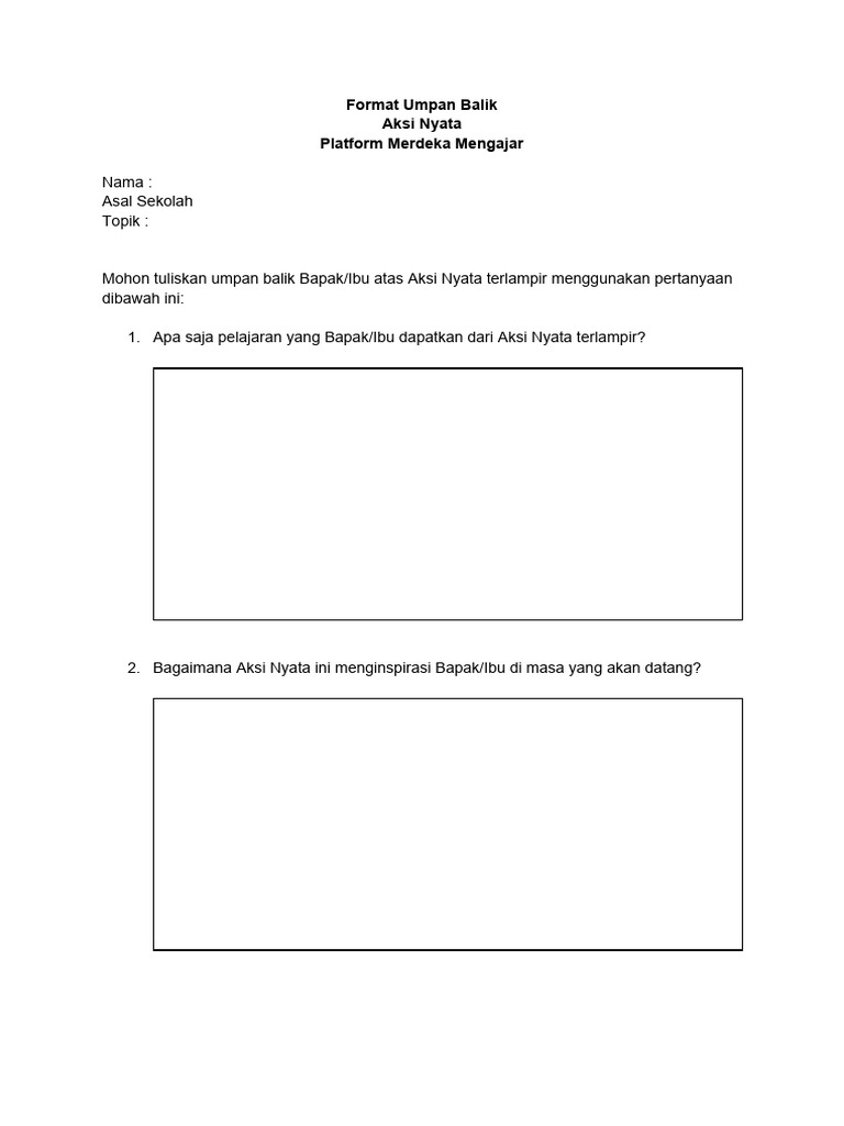 Format Umpan Balik | PDF