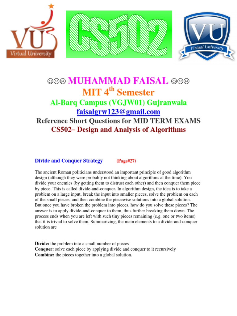 CS502 Midterm Exam Reference Guide | PDF | Computer Programming | Mathematics