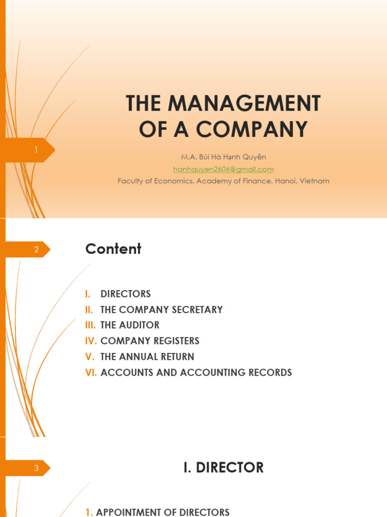 The Management of A Company | PDF | Law Of Agency | Accountant