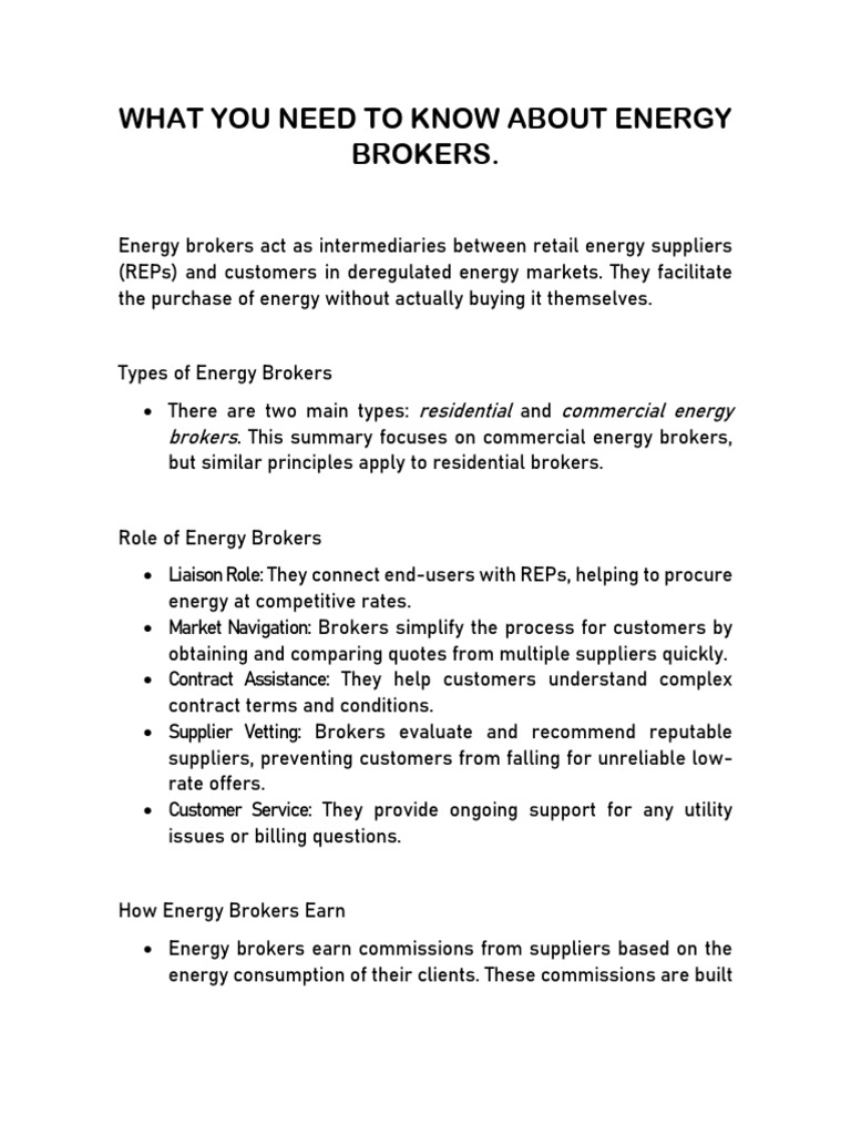 Commercial Energy Brokers Guide | PDF | Consultant | Supply Chain