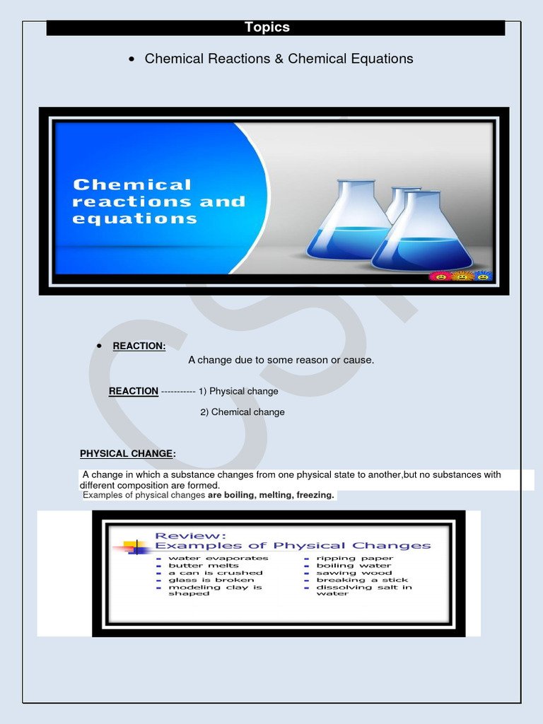 Chemical Reaction and Equation - Class 10th | PDF | Redox | Chemical ...