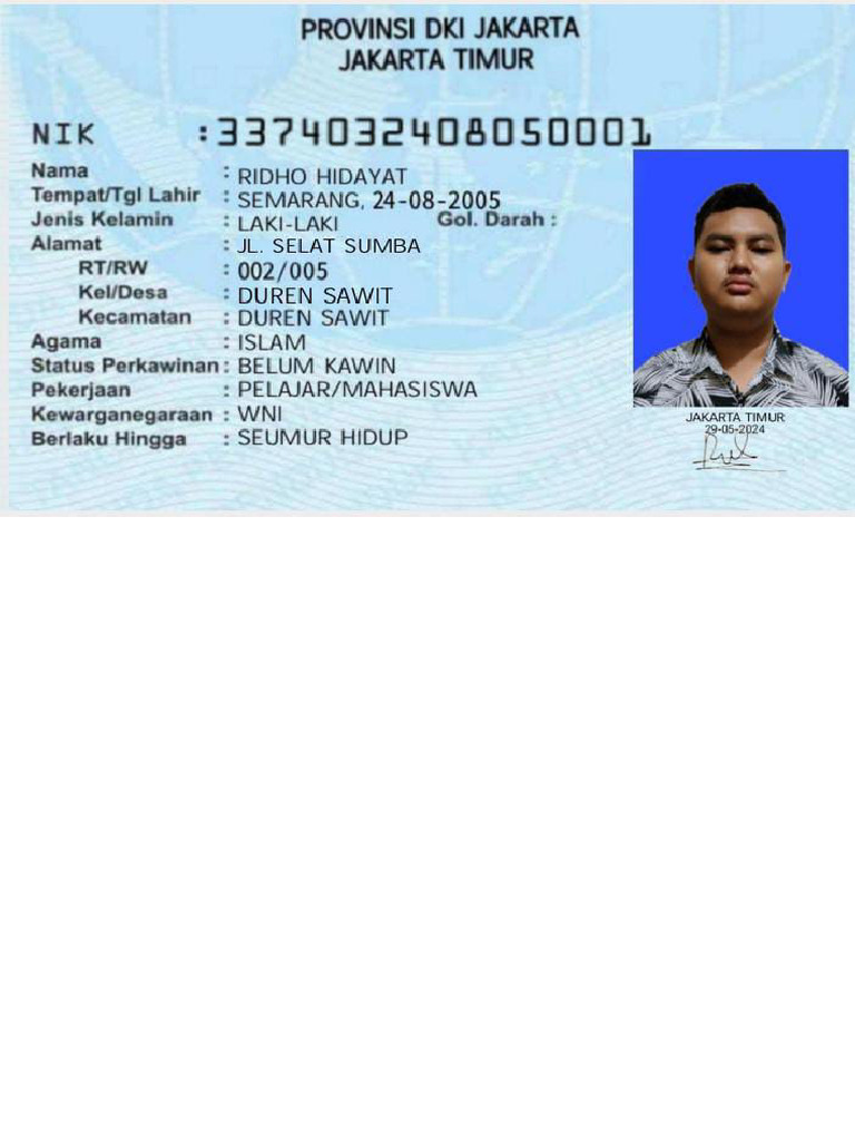 KTP Ridho Hidayat | PDF