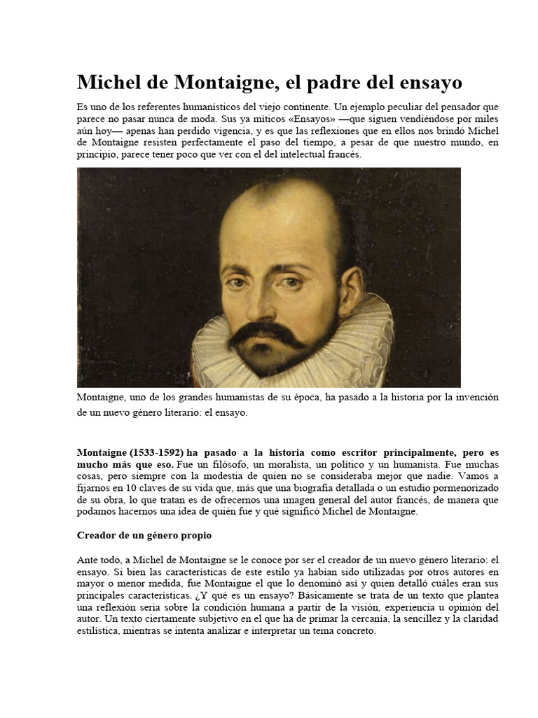 Biografía de Michel de Montaigne | PDF | Ensayos | Michel De Montaigne