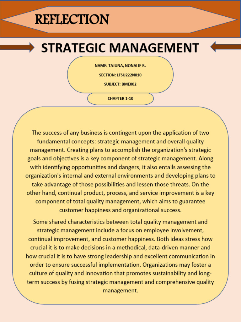 Reflection (Strategic Management) | PDF | Strategic Management ...