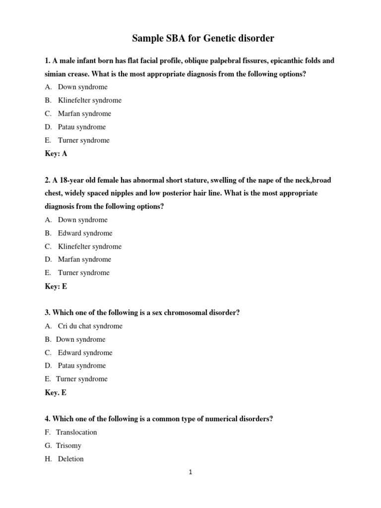 Year 1 SBA Genetic Module | PDF | Genetic Disorder | Human Diseases And Disorders