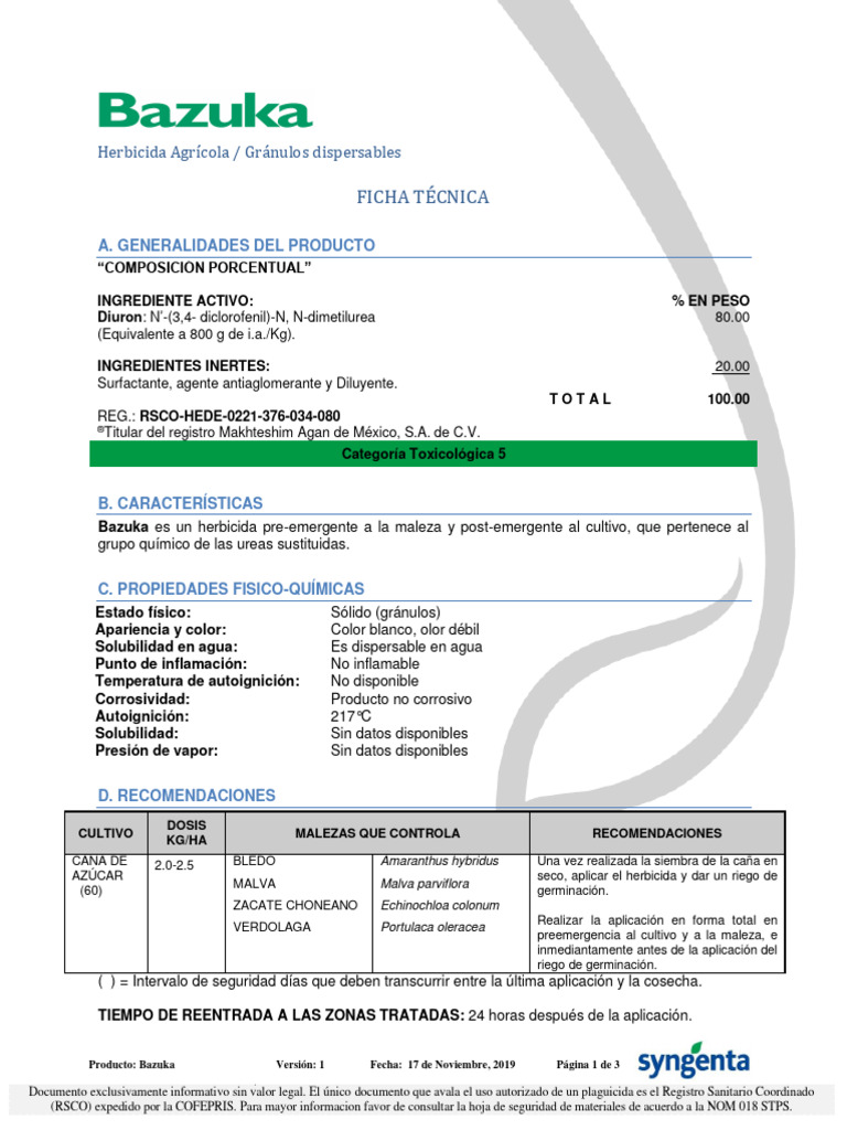FT Herbicida Bazuka | Descargar gratis PDF | Pesticida | Residuos
