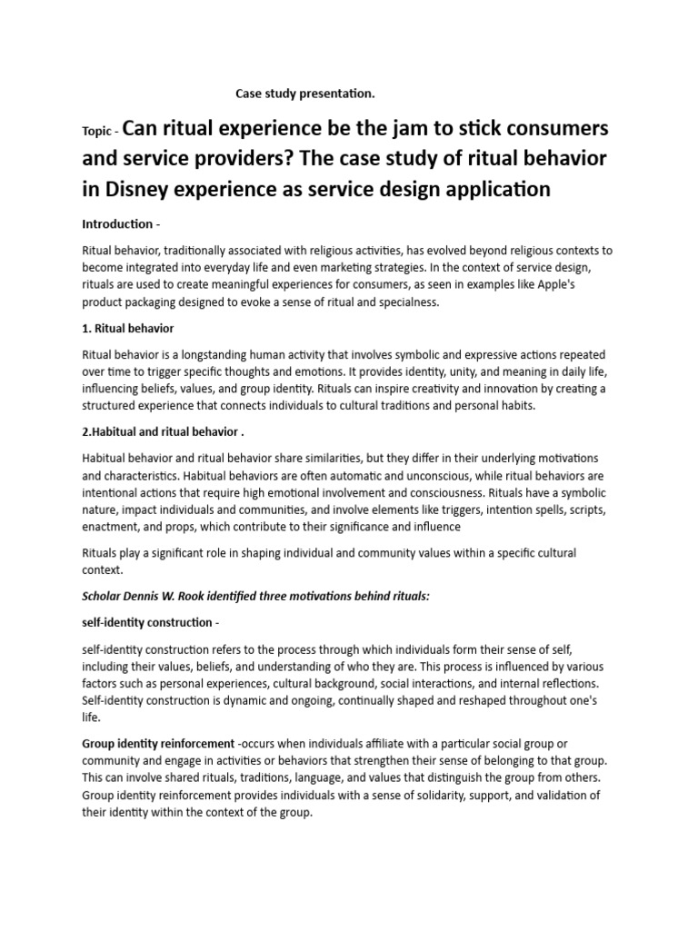 Case Study Presentation Disney Pdf Behavior Habits