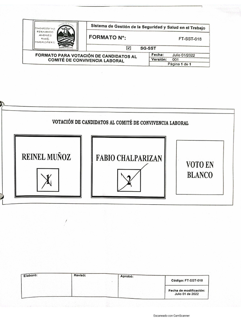 Formato para votación de candidatos CCL | PDF Formato para votación de candidatos CCL | PDF