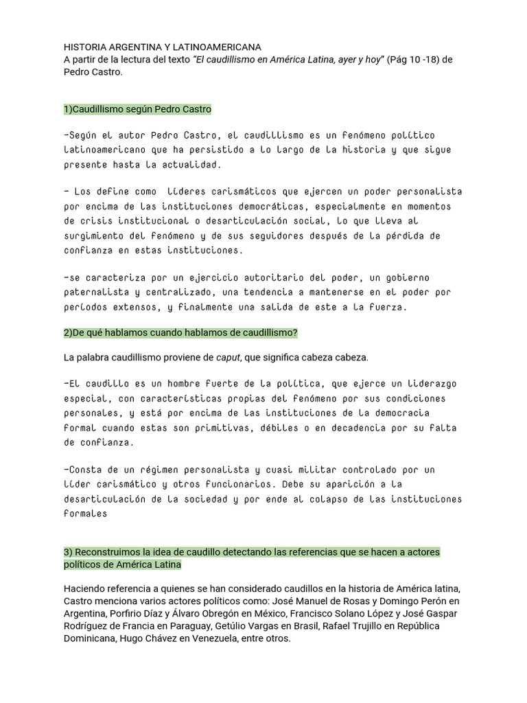 Caudillismo en América Latina: Historia y Características | PDF ...