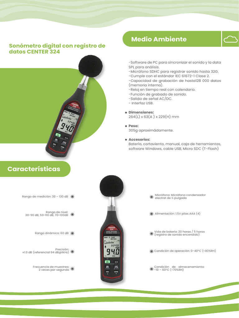 Sonómetro Digital Con Registro de Datos CENTER 324 - Compressed | PDF ...