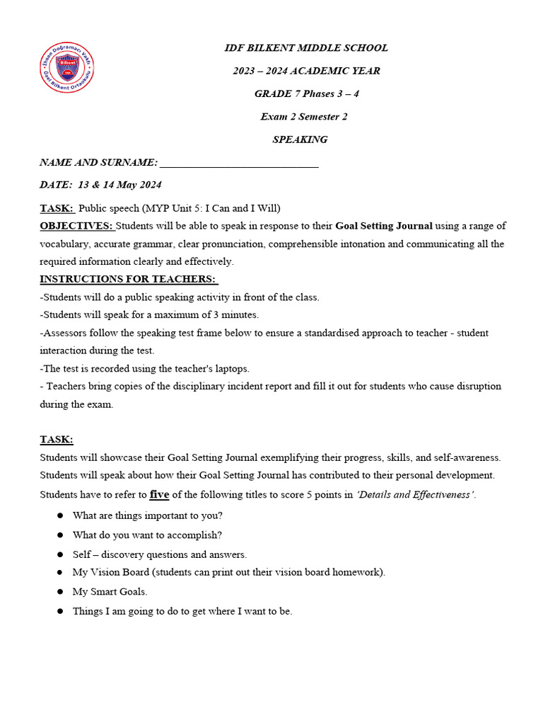 Grade 7 Public Speaking Exam Guide | PDF