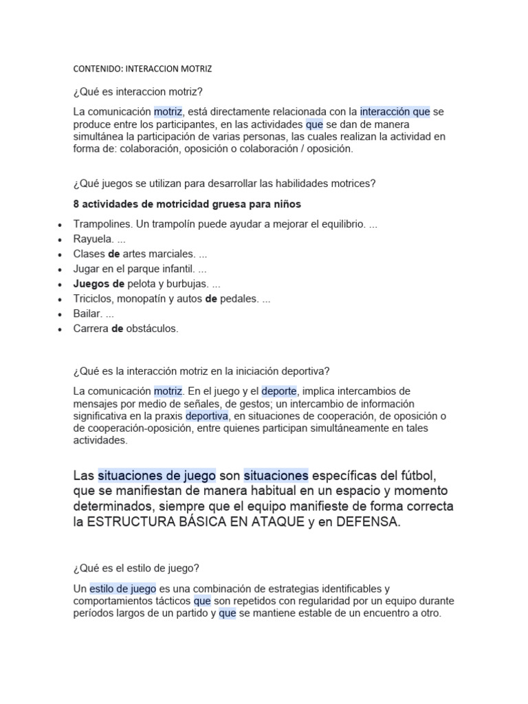 Interacción Motriz en Educación Física | PDF | Deportes | Recreación