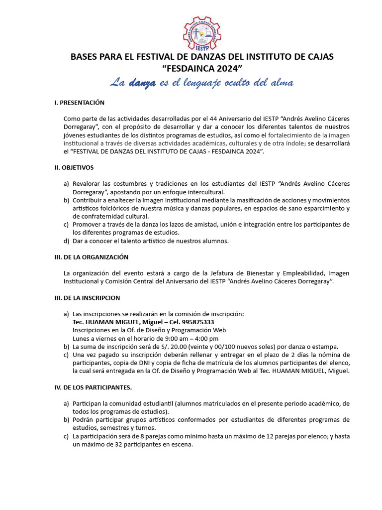 Bases Danza Final Correcto | PDF | Bailes | Ritmo