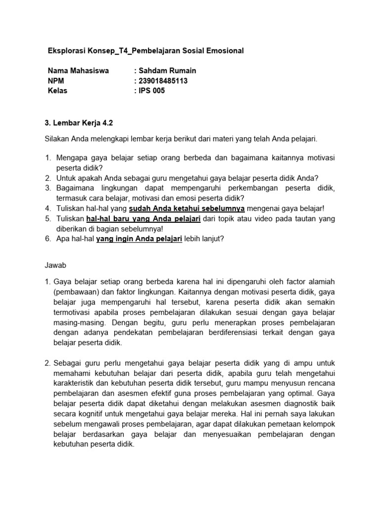 Eksplorasi Konsep T4 Pembelajaran Sosial | PDF | Kesehatan Holistik
