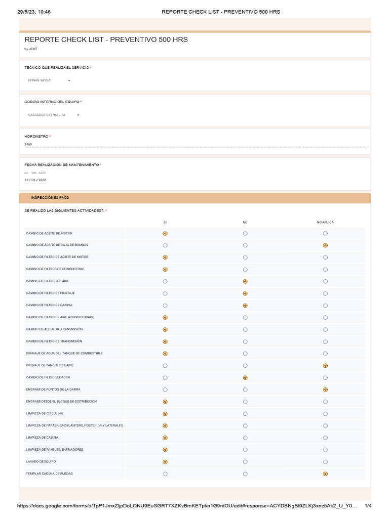 Check List - PM02 - Cat Sm1a - 2480 | PDF | Estilos de carrocería | Tecnologías automotrices