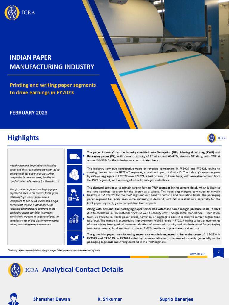 SH-2023-Q4-1-ICRA-Paper Industry | PDF | Paper | Economies