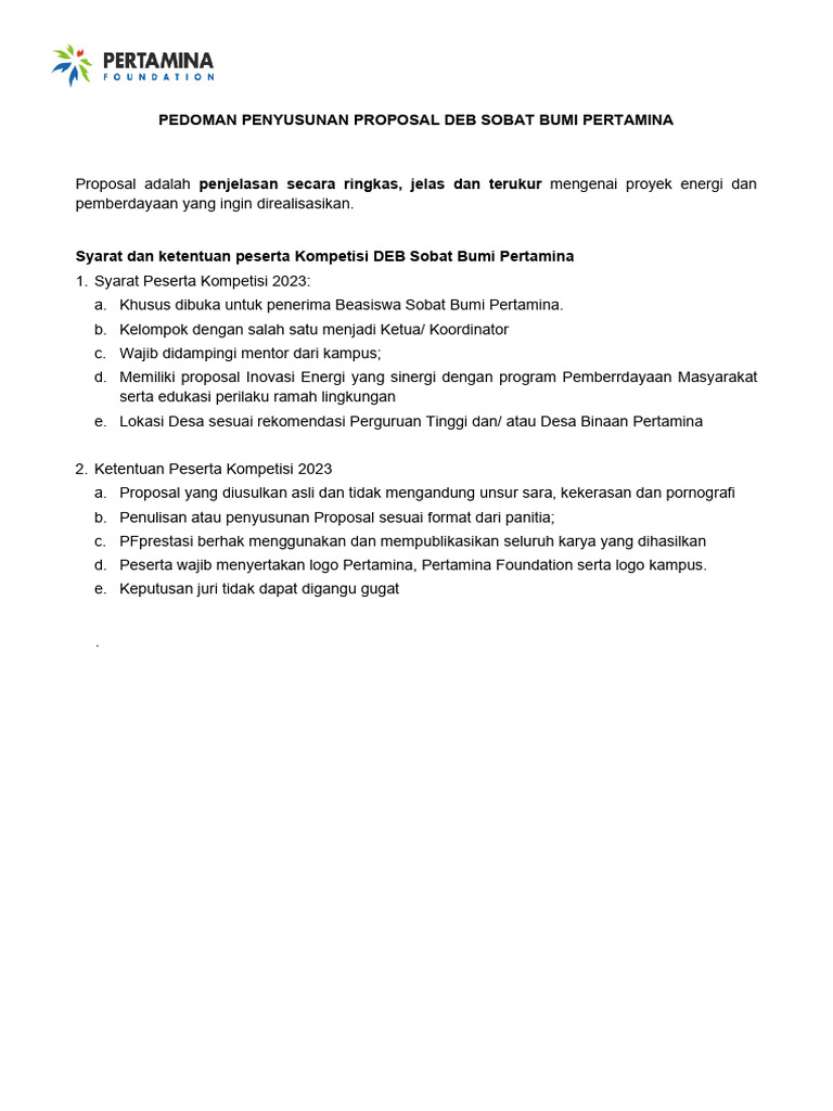 Pedoman Proposal DEB Sobi | PDF