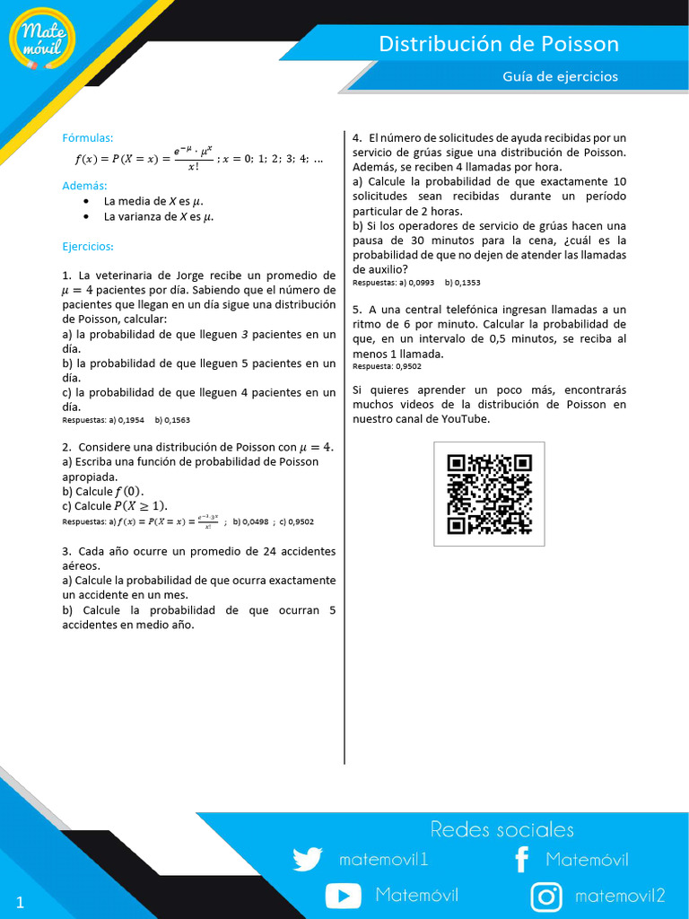 Ejercicios de Distribución de Poisson | PDF | Probabilidad ...