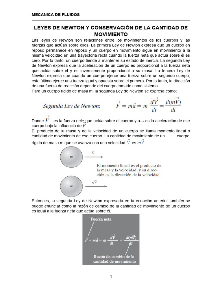 Leyes de Newton y Conservación de La Cantidad de Movimiento | Descargar gratis PDF | Las leyes ...