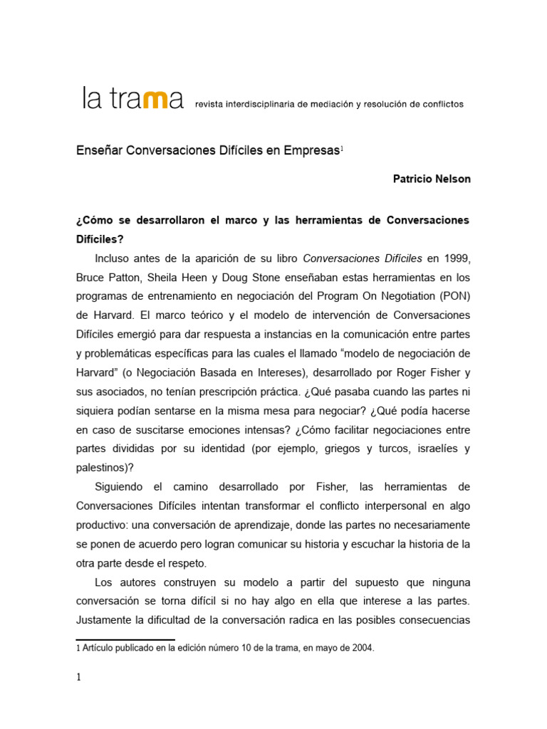Herramientas para Conversaciones Difíciles | PDF | Las emociones ...