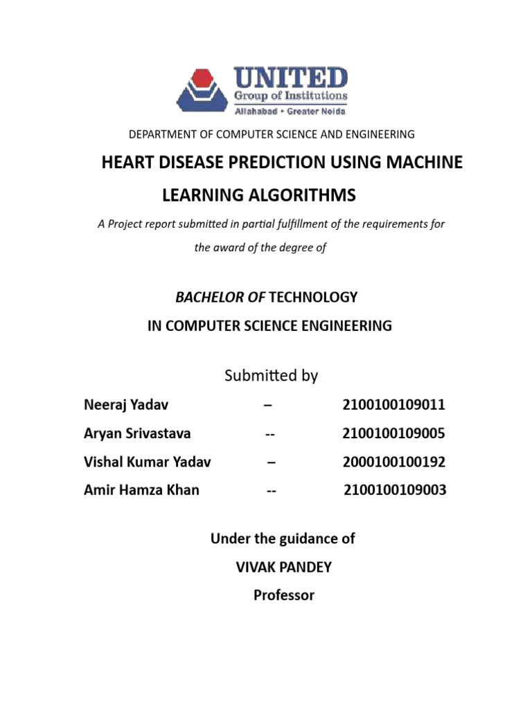 HEART DISEASE PREDICTION Using MACHINE LEARNING ALGORITHM Presentation ...