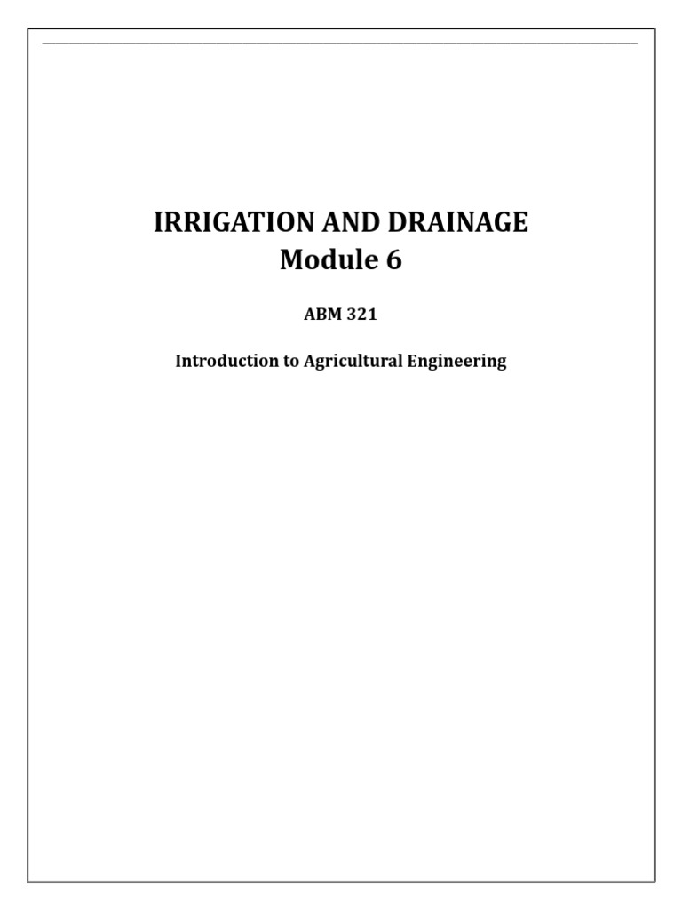 Module - 6 Irrigation and Drainage | Download Free PDF | Irrigation ...