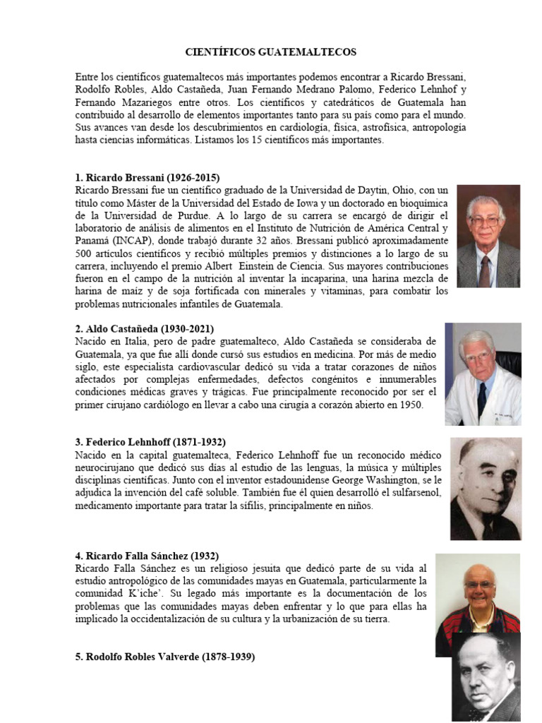 Científicos Guatemaltecos Destacados | PDF | Guatemala | Nutrición